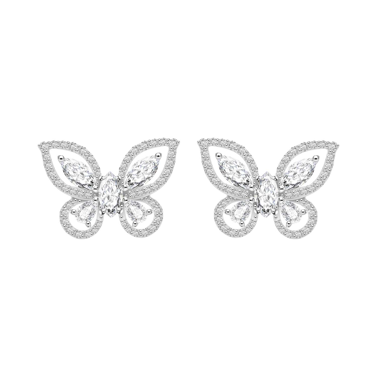 Papillon: Silver rhodium plated with Marquise-cut CZ glasswing butterf ...