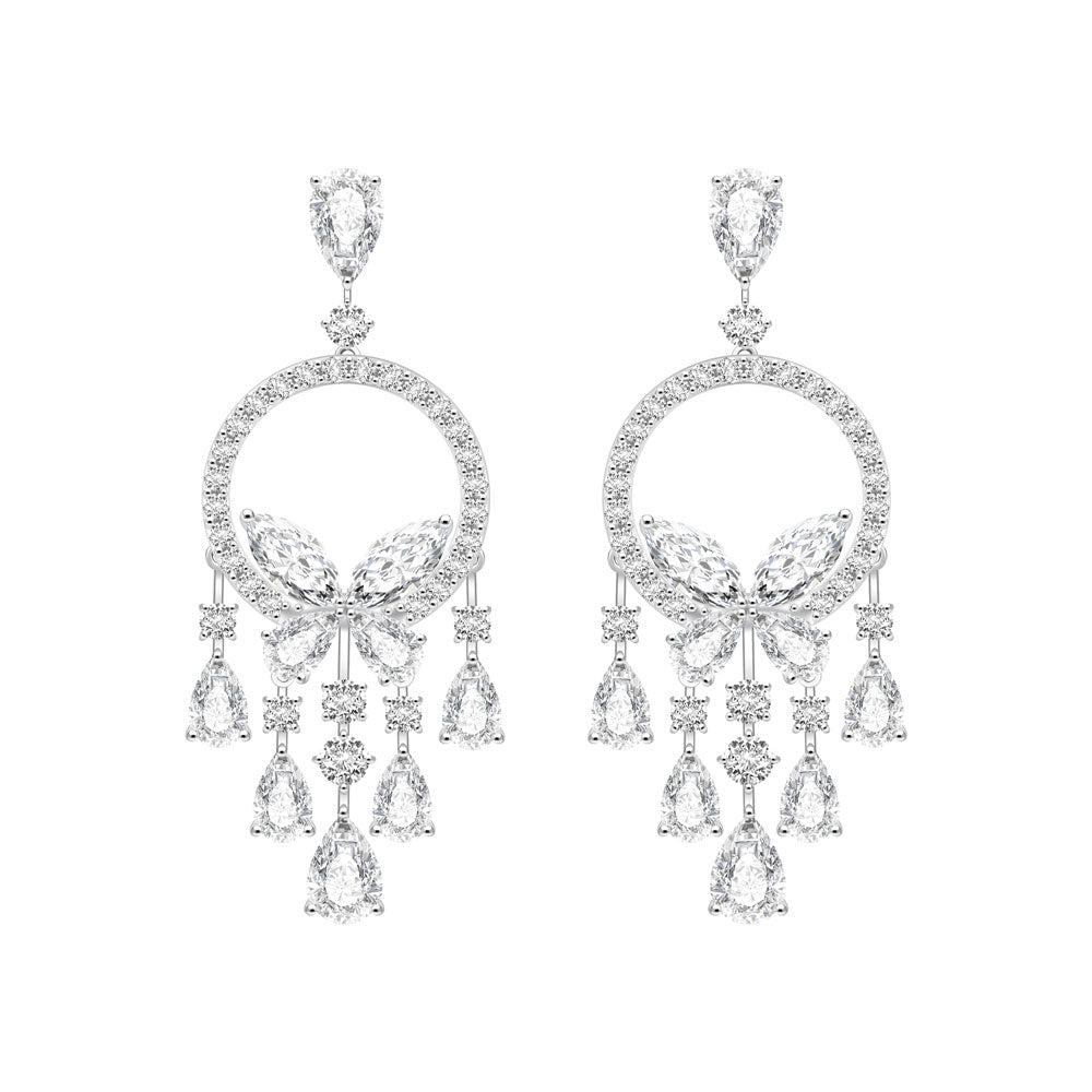 Papillon: Silver rhodium plated with Marquise-cut CZ glasswing butterf ...